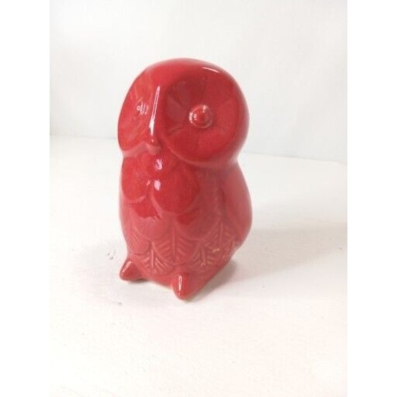 Vintage | Accents | Vintage Red Ceramic Owl Statue | Poshmark